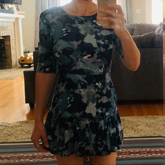 Sam & Lavi | Dresses | Sam Lavi Mini Dress In Blue Camo Print | Poshmark